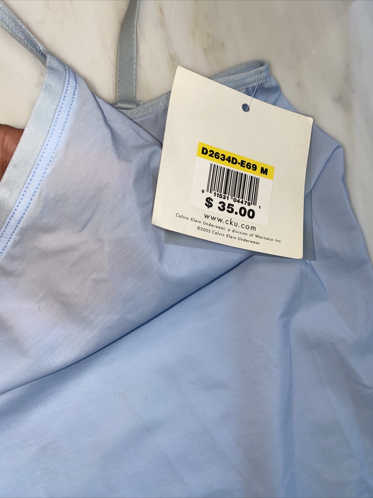 Y2K Vintage Calvin Klein Frosted Sheer Crop Fitted Stretch Knit Blue ...