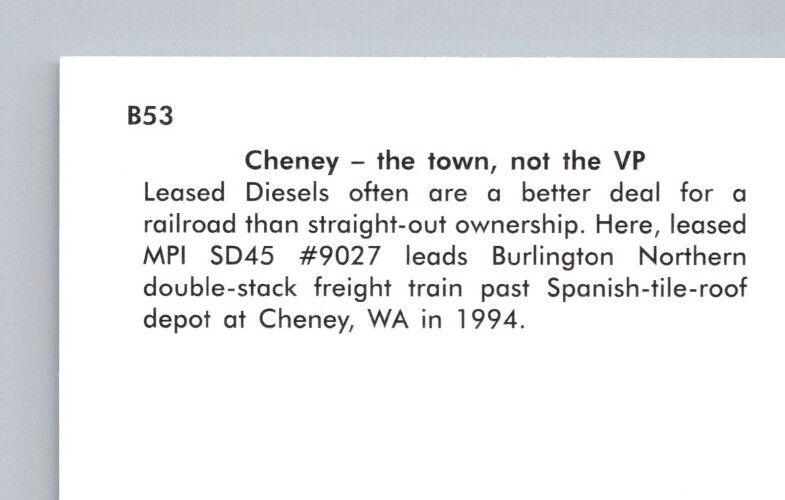 Postcard Diesel Train MPI SD45 #9027 Cheney Washington WA Track View ...