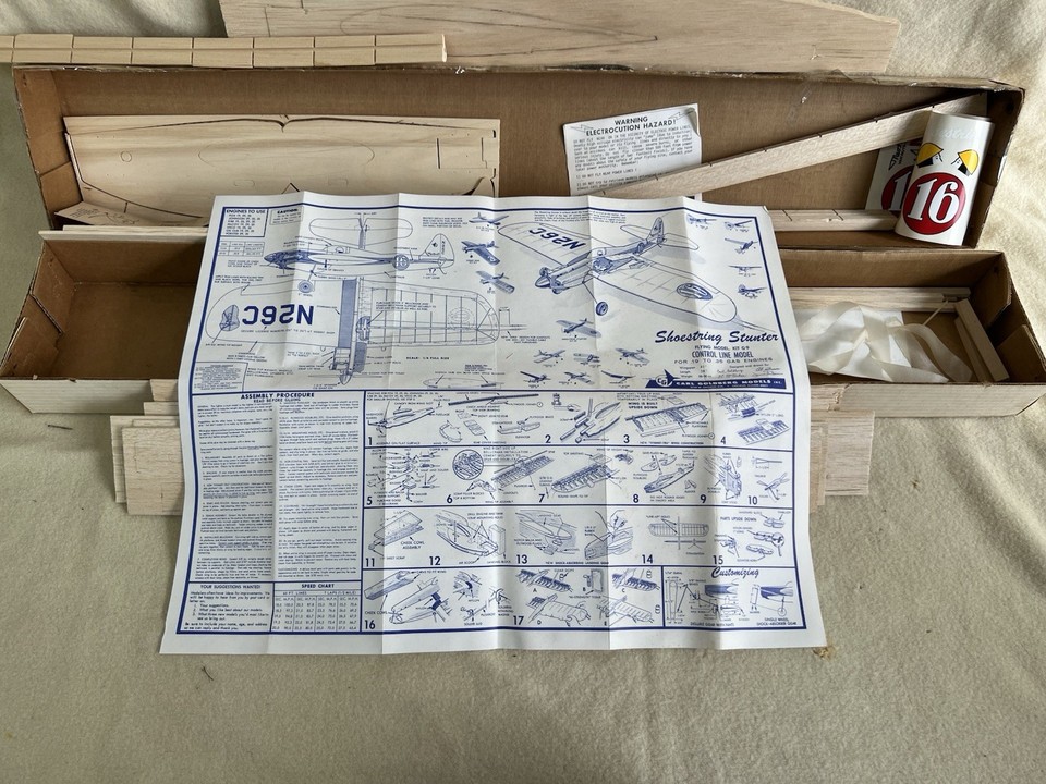 Carl Goldberg Shoestring Stunter Airplane Kit Unassembled Control Line ...