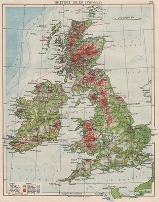 BRITISH ISLES RELIEF. Showing isotherms in January & July. JOHNSTON ...