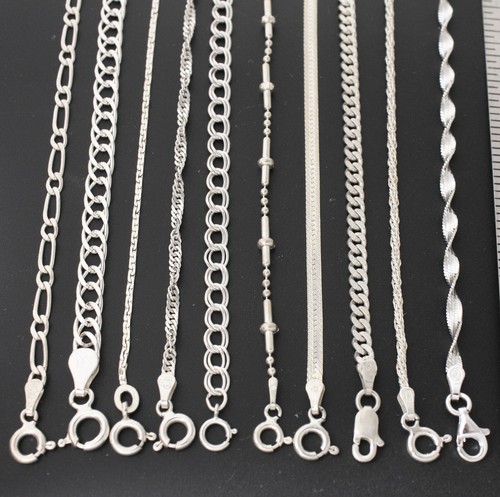 Lot of 10 Sterling Silver 925 Chain Bracelets 26.5 g | eBay