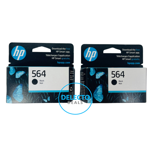 GENUINE 2-Pack HP 564 Black Ink Cartridge (CB316WN) NEW SEALED BOXES 12 ...