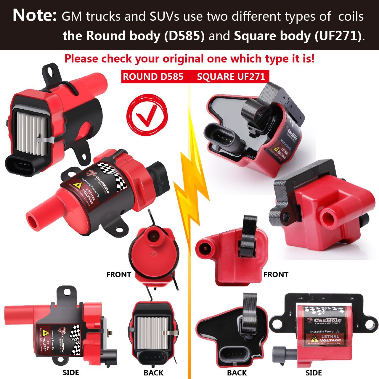 For Round Ignition Coil Spark Plug Pack Chevy Silverado GMC LS1 LS3 4.8 ...