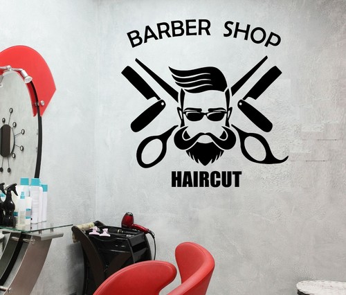 Wall Decal Men's Barber Shop Beauty Salon Haircut Vinyl Sticker (ed1979 ...
