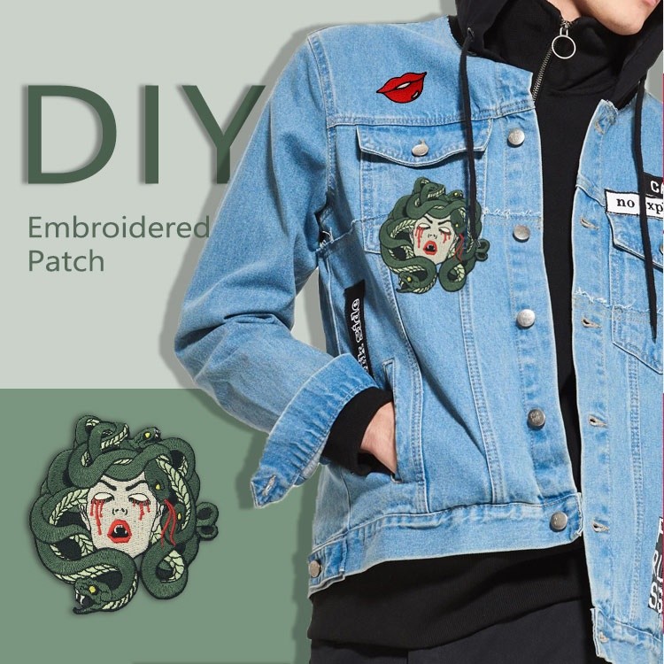 Medusa patch EMBROIDERED Iron On Patches appliques transfers Badges Snake Large | eBay