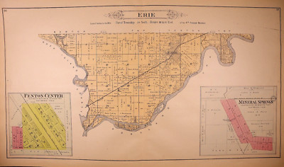 1893 Plat Map ERIE Twp., WHITESIDE Co., ILLINOIS / MINERAL SPRINGS ...