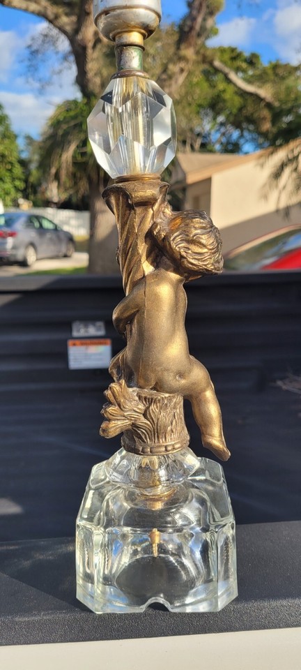Vinton Glass/Crystal Cherub Lamp | eBay