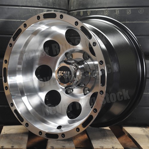 SCALE 4x4 S52 15x10 6x5.5 6x139.7 -46 OFFSET MACHINE BLACK 8 HOLE TRUCK ...