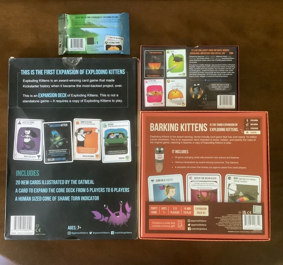EXPLODING KITTENS Card Game plus 3 Expansions | eBay
