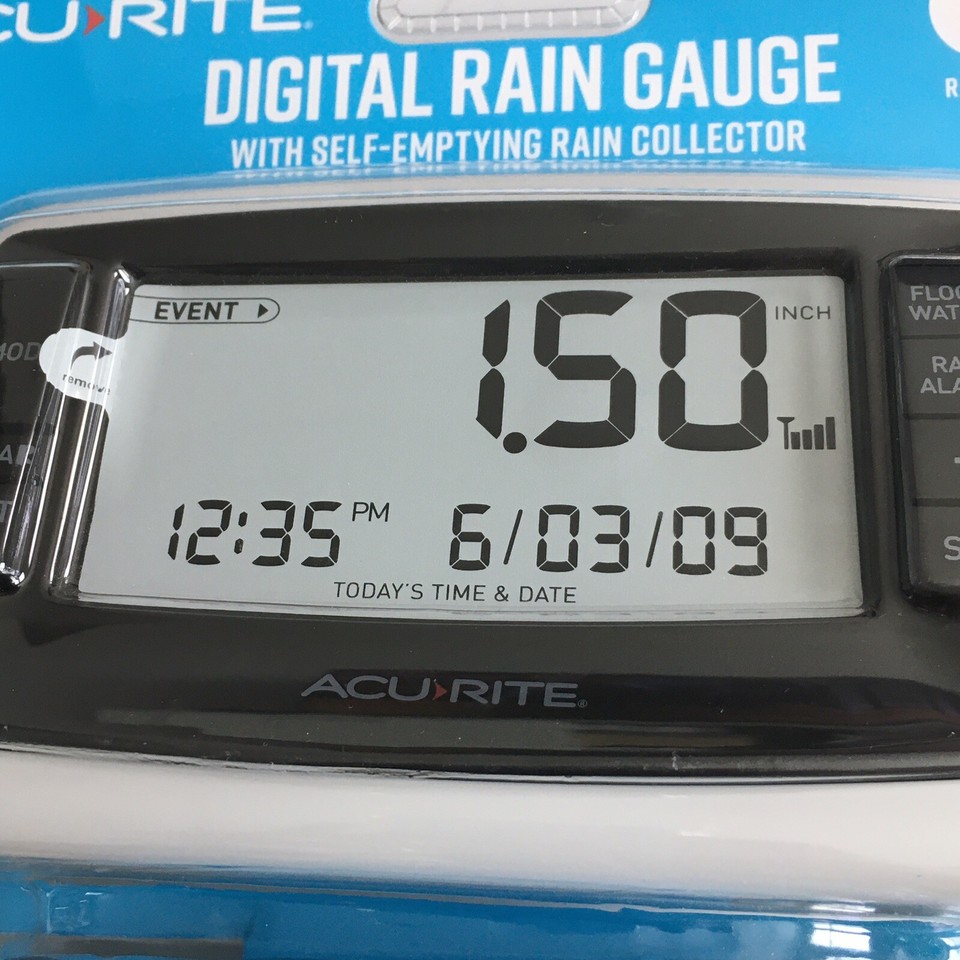 AcuRite Wireless Digital Rain Gauge with Self-Emptying Electronic Rain ...