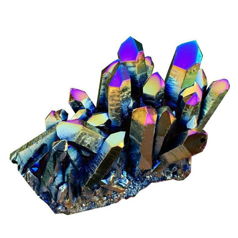 150g Natural Aura Colorful Titanium Stone Quartz Crystal Cluster Druzy ...