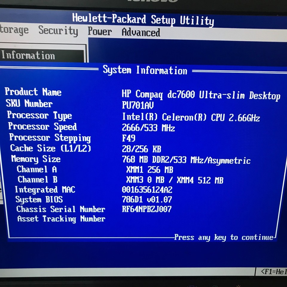 HP Compaq DC7600 SFF PC Computer Celeron 2.66GHz 768MB RAM 80GB HDD No ...
