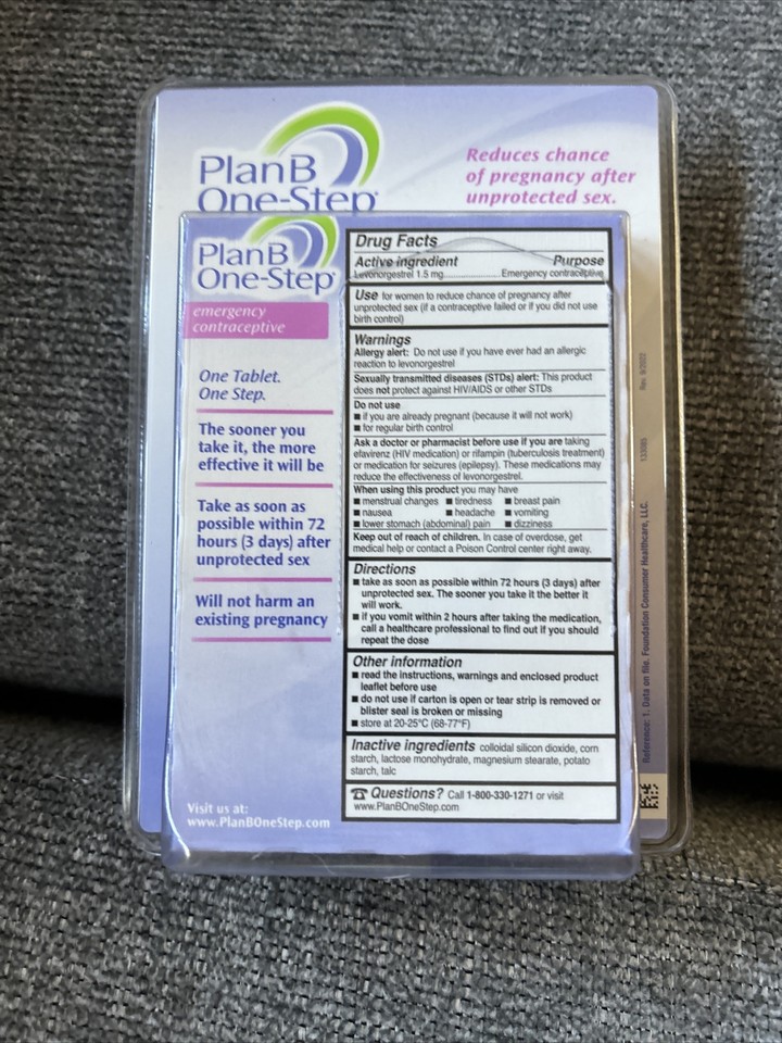 New Plan B One Step Emergency Contraceptive 1 Tablet Exp Date:08/2026 ...
