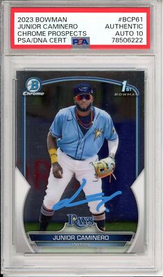 2023 Bowman Chrome Signed IP Autograph Junior Caminero PSA Auto 10 #BCP ...