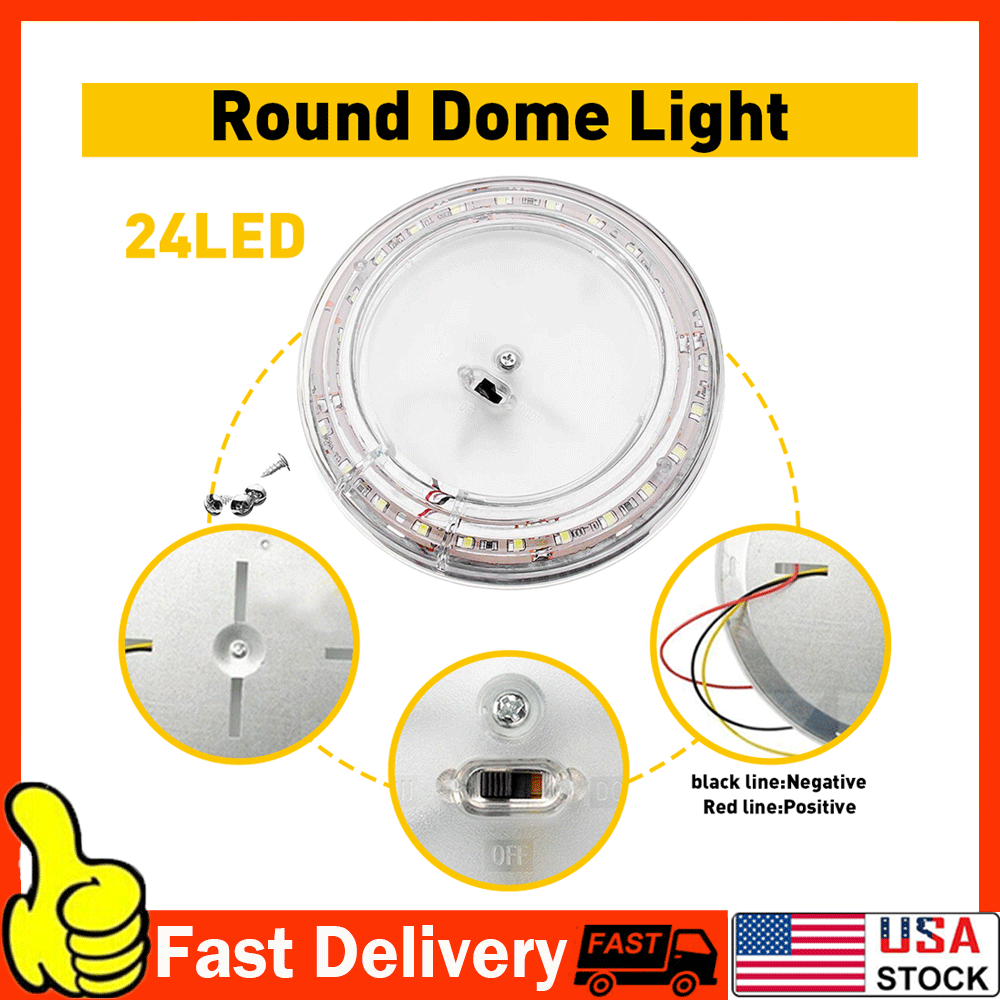 US RV LED 12v CEILING FIXTURE ROUND DOME READING LIGHT FOR CAMPER TRAILER MARINE | eBay
