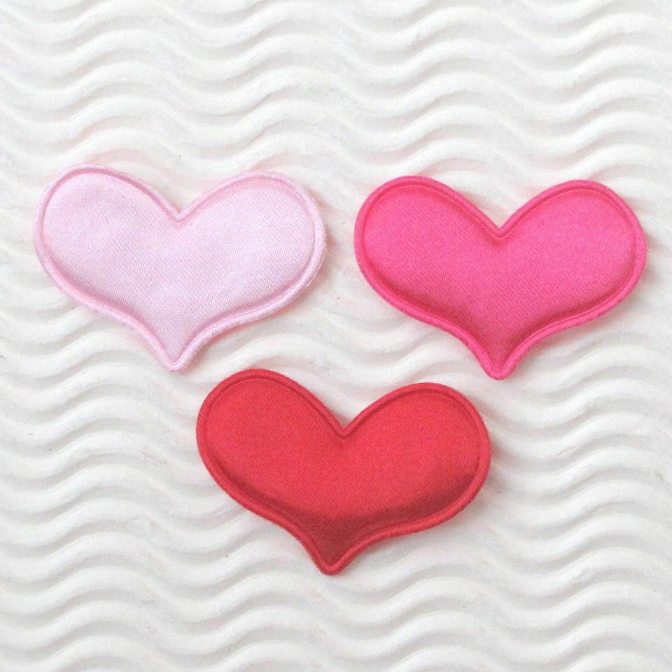60-80pc x 1.5" Padded Satin Heart Appliques for Valentine's Day Wedding ...