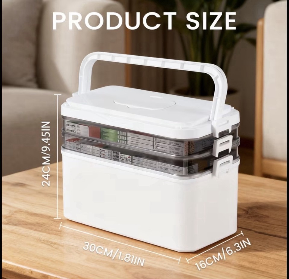 2 Tier Medicine First Aid Makeup DIY Storage Organiser Lrg Capacity ...