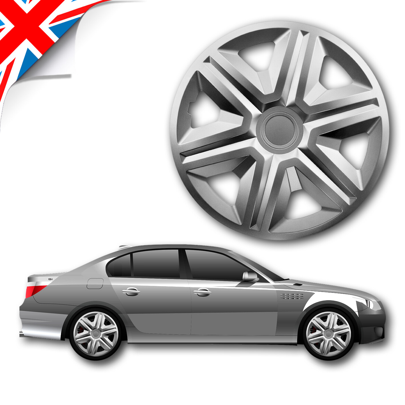 15" HUB CAPS 15 Inch Wheel Trims HQ ABS Plastic Universal Push-In Set ...