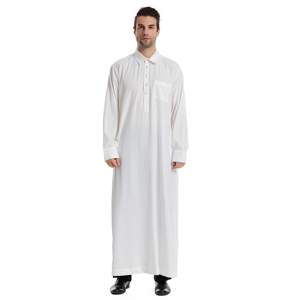 Men Saudi Arab Daffah Dishdasha Kaftan Robe Muslim Thobe Jubba Thoub ...