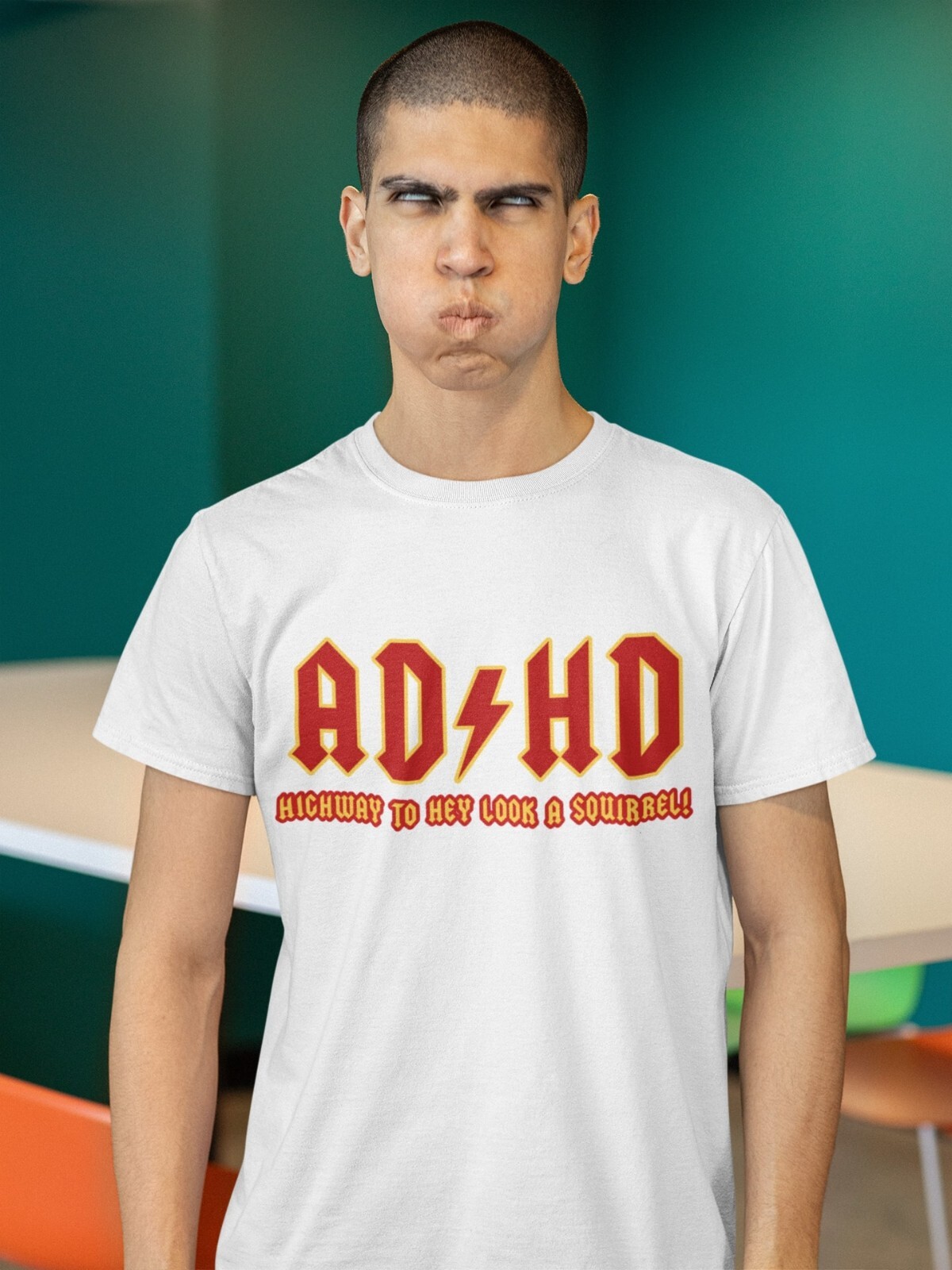 ADHD Highway To Hey Look A Squirrel Funny ADHD T-Shirt Mental Health Tee Novelty | eBay