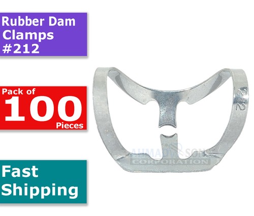 100 Pcs Endodontics Rubber Dam Clamps #212 Dental Endo Lower Molars ...