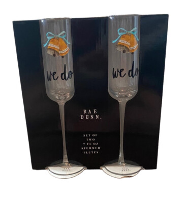 Rae Dunn NEW! Set of Two WE DO Wedding Champagne Flutes Glasses Just ...