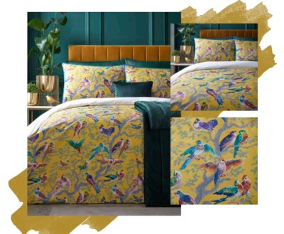 Striking Yellow Birds Duvet Cover Set by Laurence Llewelyn-Bowen ...