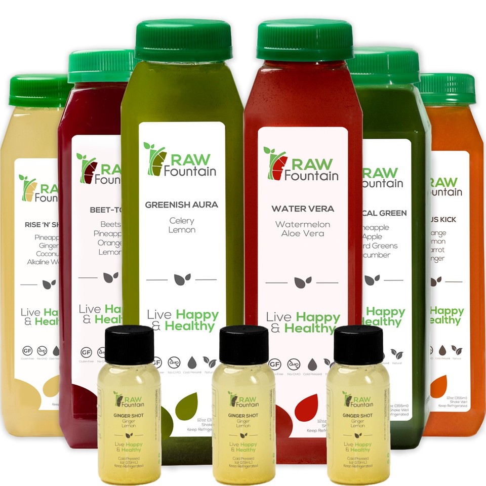 RAW Fountain Juice Cleanse Detox Cold Pressed, TROPICAL, All Natural 1 ...