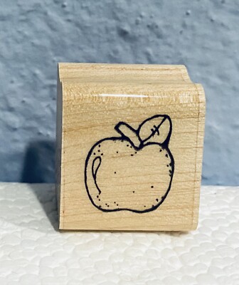 Apple Wood Mounted Rubber Stamp DOTS NEW 1" x 1" | eBay