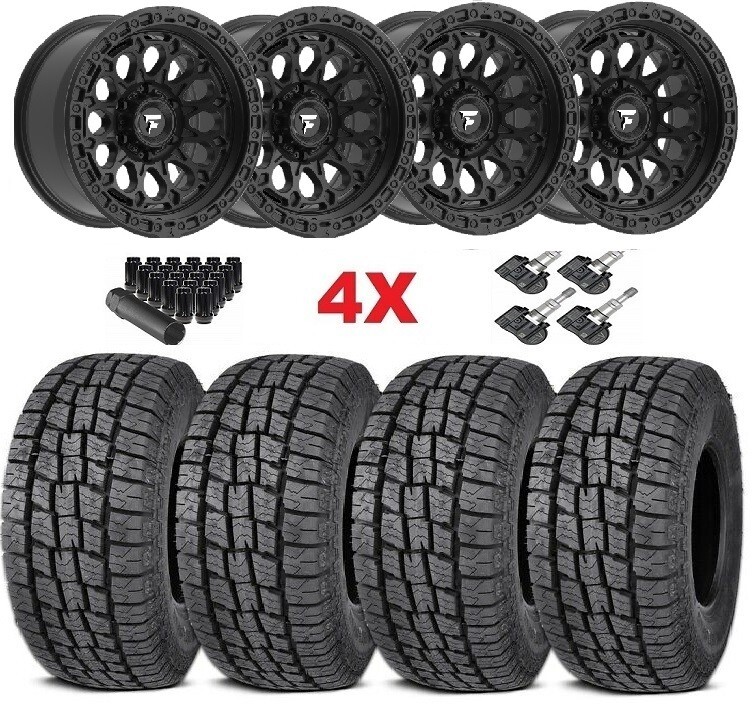 17 BLACK FT101 WHEEL TIRE A/T ALL TERRAIN FUEL RHINO F-150 F150 ...