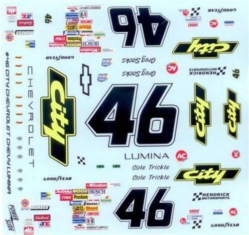 Powerslide #46 City Chevrolet 1990-Greg Sacks Cole Trickle Nascar decal ...