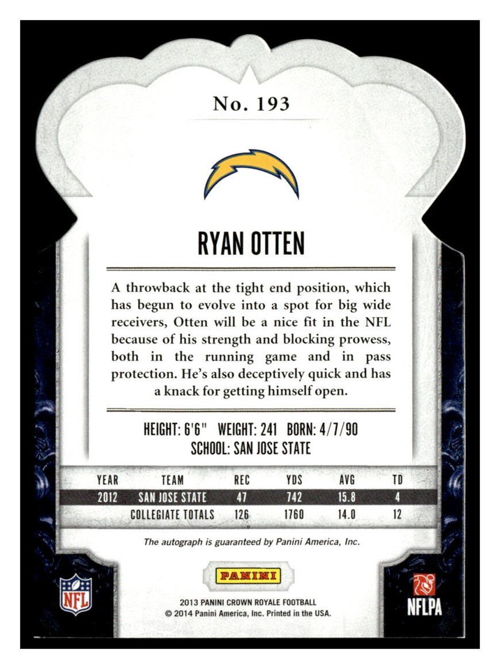 RYAN OTTEN 2013 PANINI CROWN ROYALE AUTOGRAPH /99 AUTO | eBay