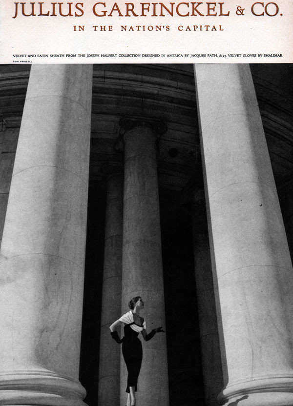 Jacques Fath for Joseph Halpert JULIUS GARFINCKEL Jefferson Memorial ...