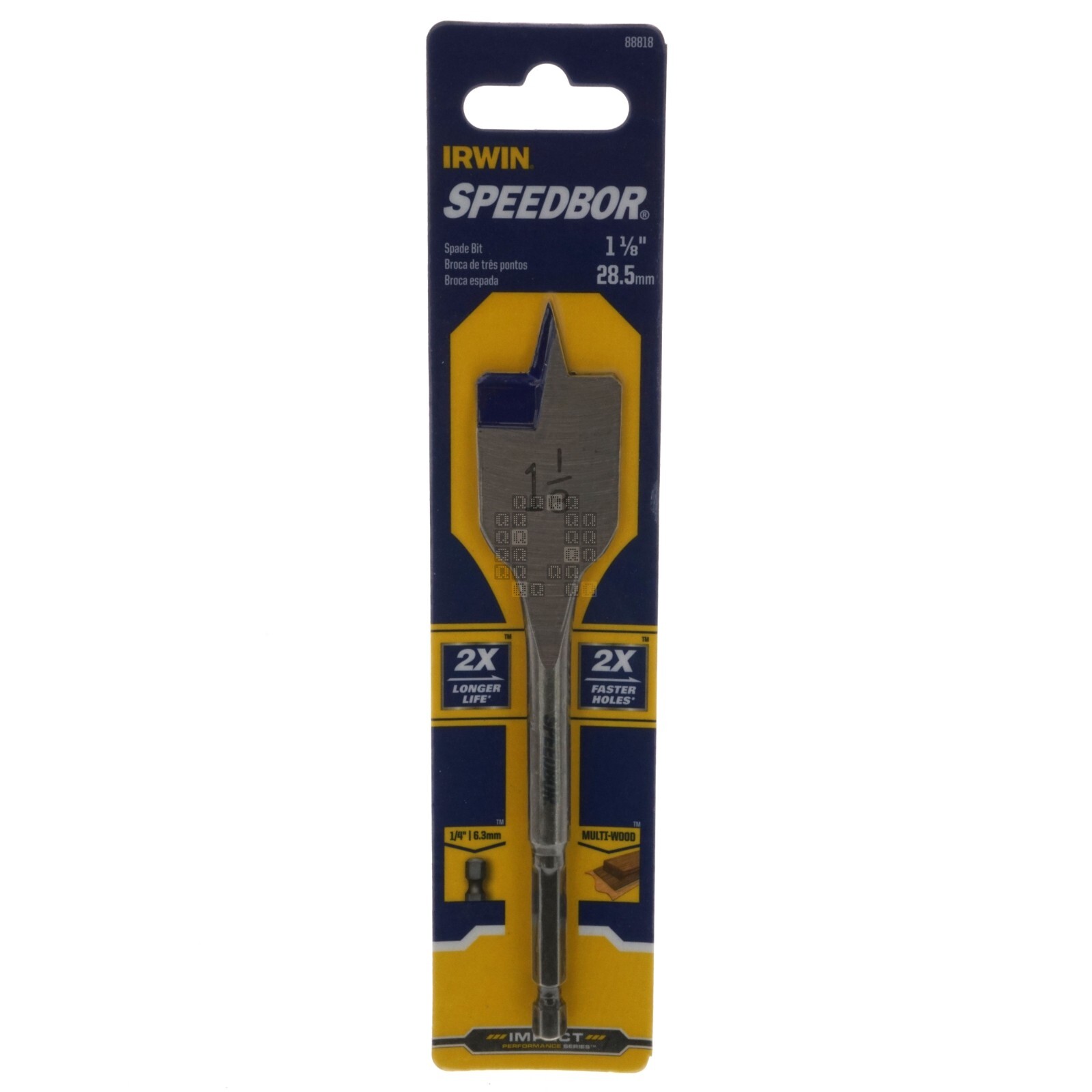 Irwin Industrial Tools 88818 SPEEDBOR 1-1/8" x 6" Standard Length Spade ...