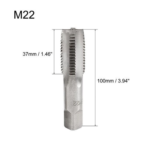 Metric Hand Tap M22 x 2.5 4 Straight Flutes H2 Alloy Tool Steel 1 Pair ...
