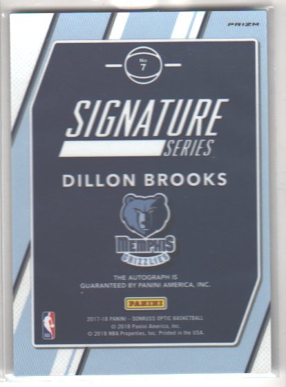 Dillon Brooks 2017-18 Donruss Optic Signature Series Silver Holo Rookie ...