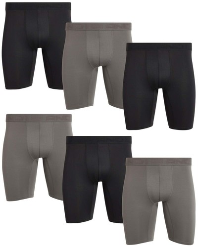 Mens Boxer Briefs - 6 Pack Stretch Long Leg Compression Underwear with ...