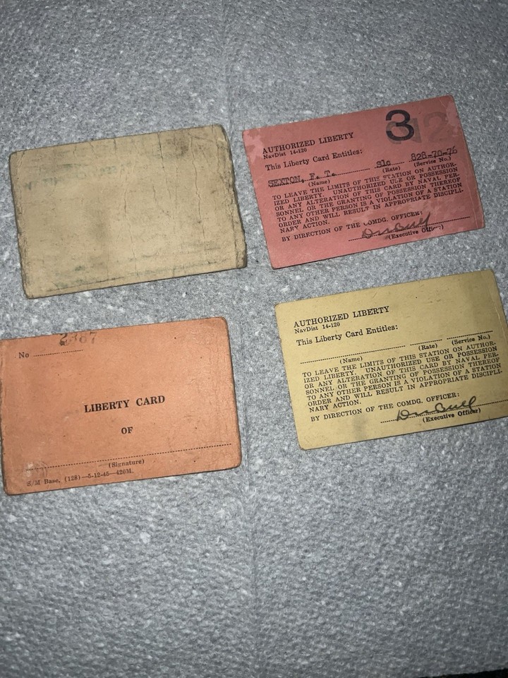 WWII US NAVY LIBERTY CARD & LEAVE PASS- SAILOR- Frank Sexton 1943 CASU ...
