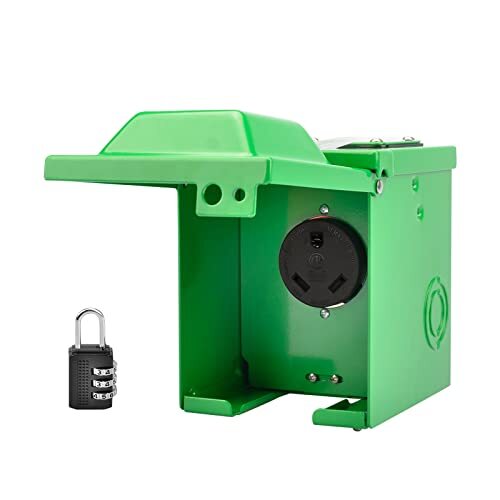 30 Amp 125 Volt RV Power Outlet Box, Enclosed Lockable Weatherproof ...