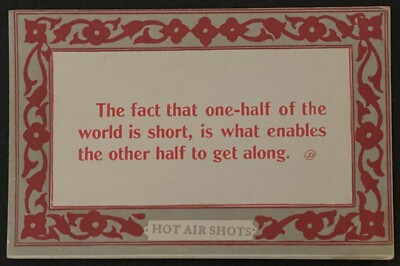 One Half of World is Short Enables Other Half to Get Along VTG Postcard ...