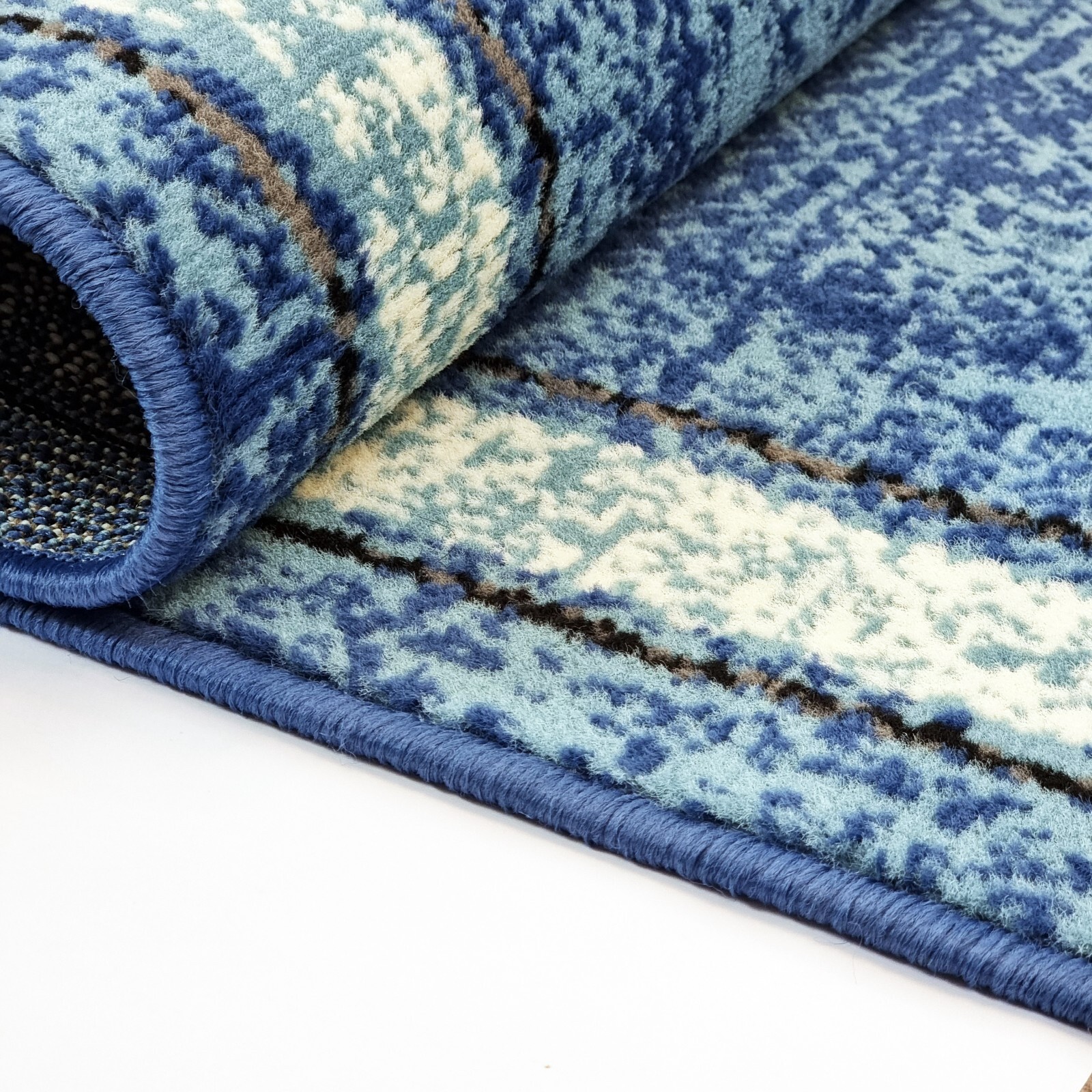 Blue Border Rug Soft Short Pile Carpet for Living Room XL Large Area ...