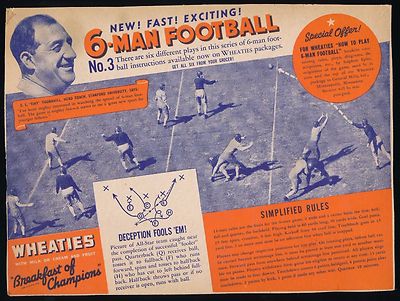 1936 Wheaties Football (6-Man Football) #3 CLAUDE "TINY" THORNHILL ...