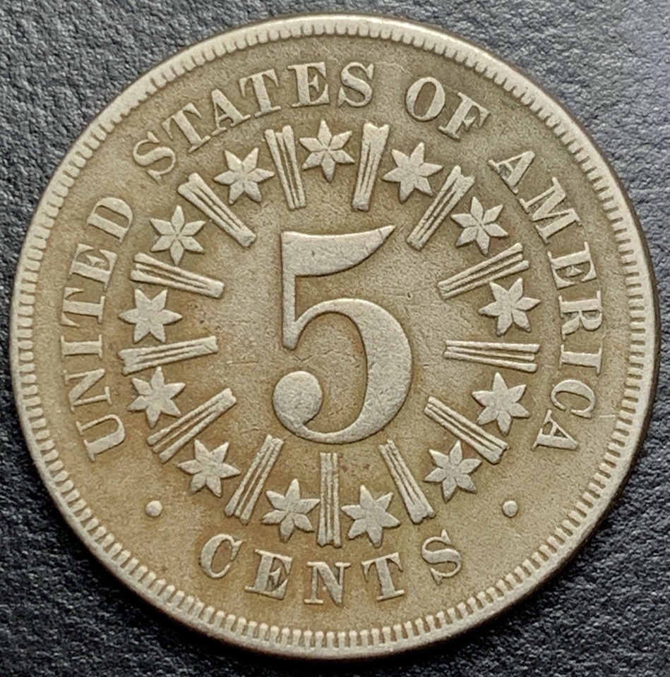 1866 Shield Nickel Nickle 5c With Rays Original VF Rare US Type Coin | eBay