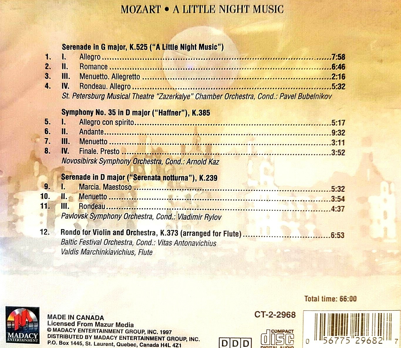 Mozart - "A Little Night Music" - ( CD - Madacy Records / Sealed ...