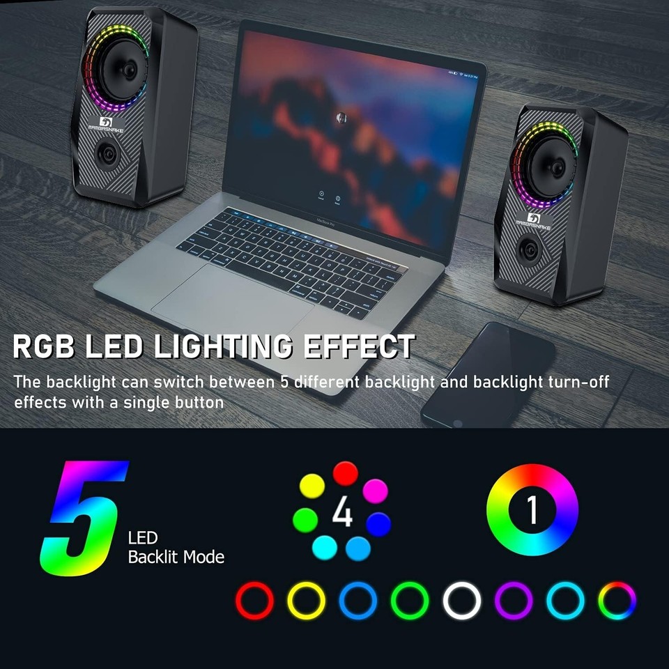 UK Layout Wired 104 Key Gaming Keyboard Mouse Headphone Speaker RGB PC ...