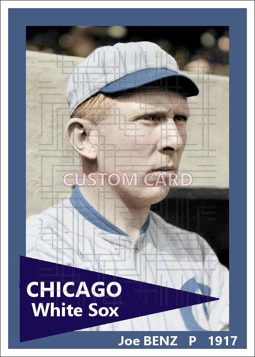 Joe Benz - 1917 Chicago White Sox - 2.5 x 3.5 custom card (blank back ...
