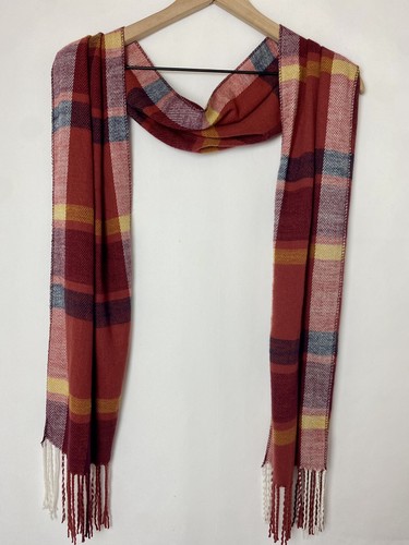 Plaid Red and Blue Plaid Fall Scarf with Fringe | eBay
