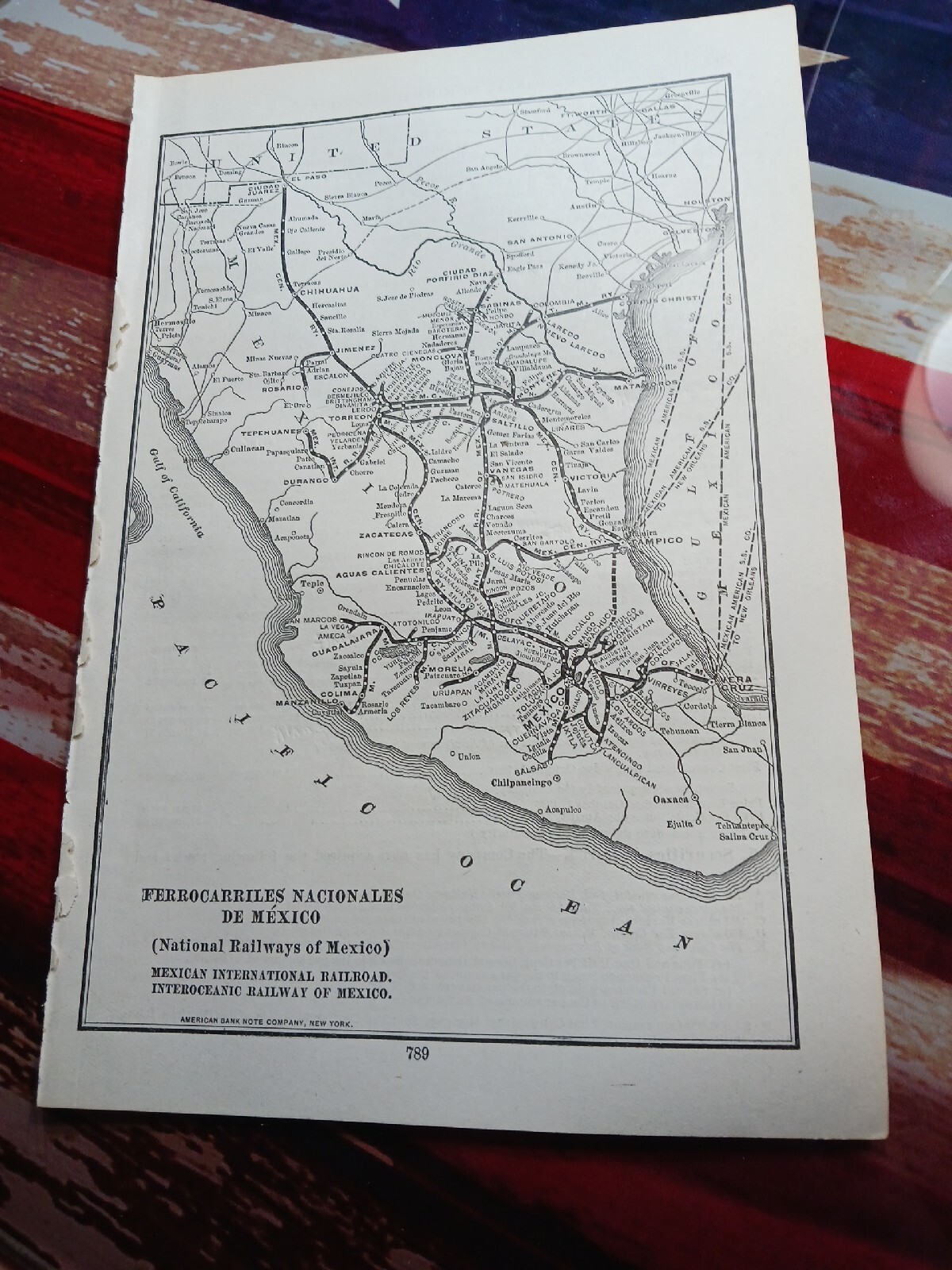 1909 train map MEXICAN INTERNATIONAL | Grelly UK