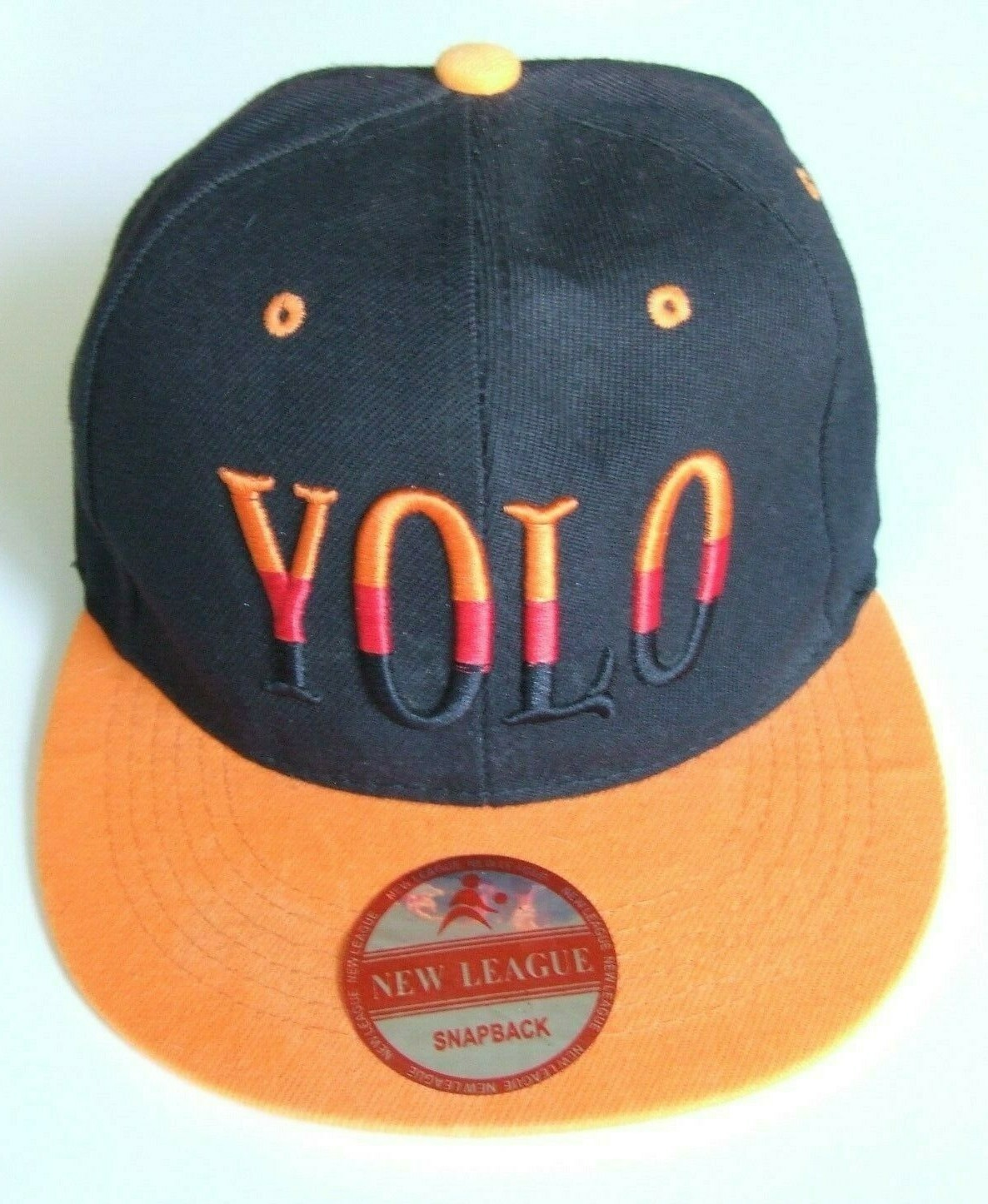 Yolo New League Embroidered Snapback Cap OSFA Black Orange New | eBay