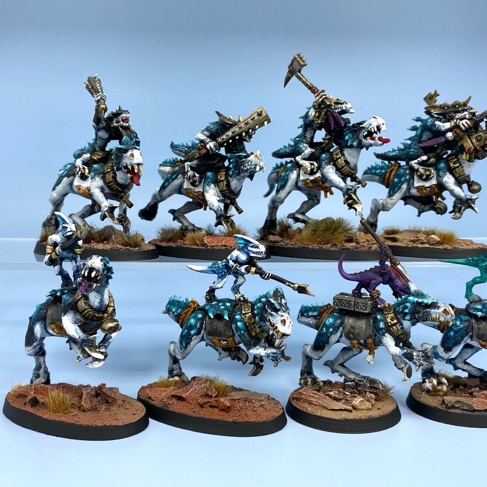 SAURUS KNIGHTS SKINKS ON COLD ONES LIZARDMEN SERAPHON WARHAMMER PAINTED ...